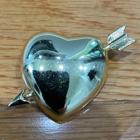 Ajc | Jewelry | Vintage Ajc Gold Puffed Heart With Arrow Pin Signed ...